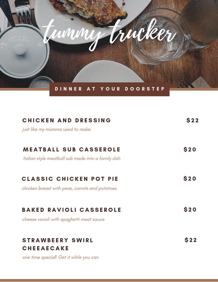 Menu at Tummy Trucker restaurant, Higden