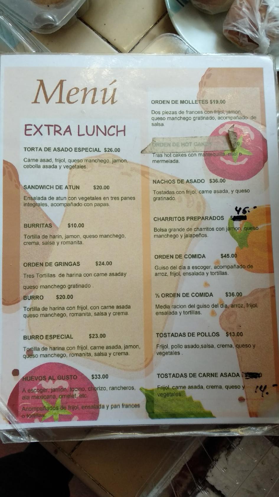 Menu at Extra Launch restaurant, Merida