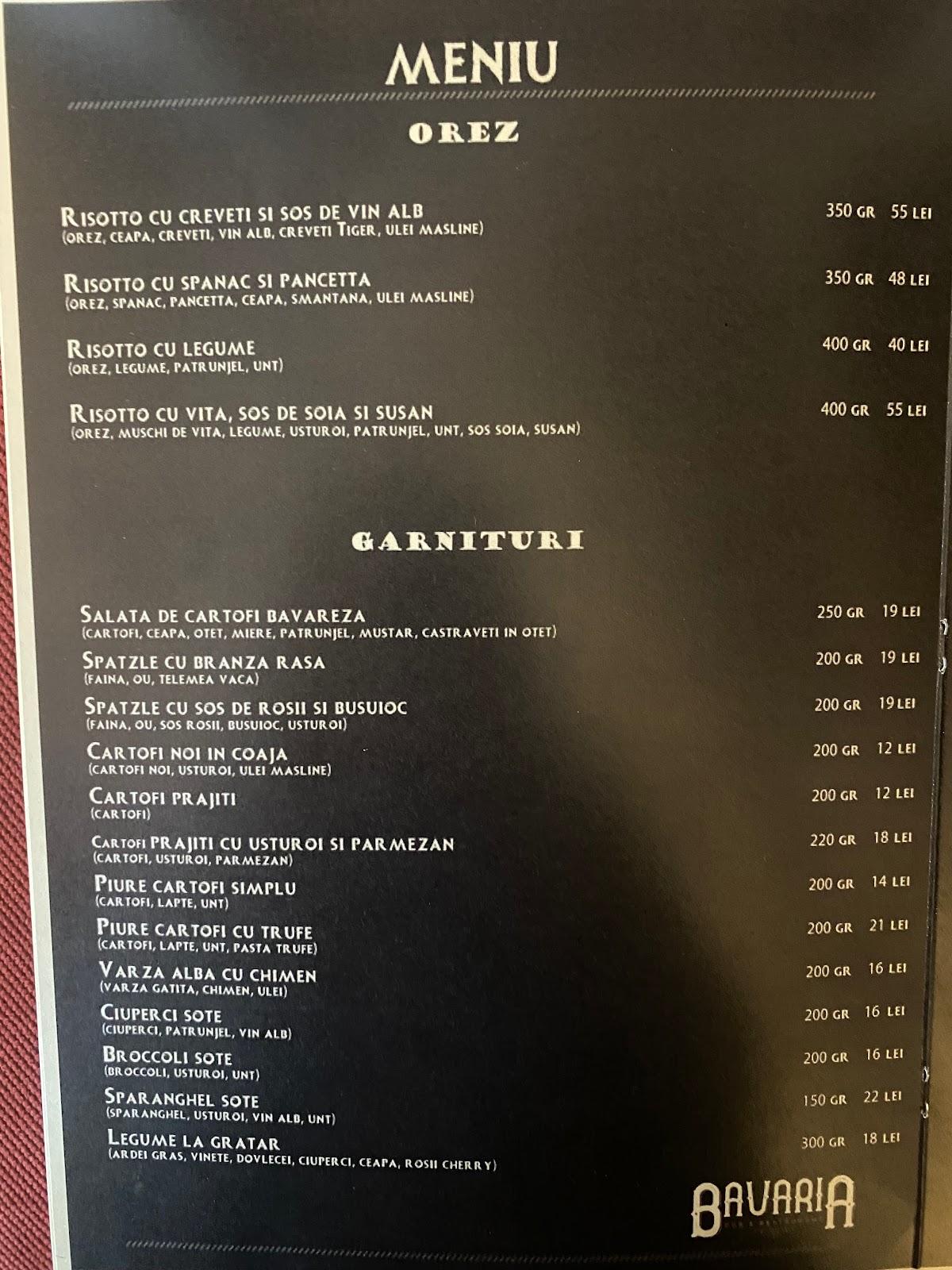 Menu at BAVARIA Pub&Restaurant, Bucharest