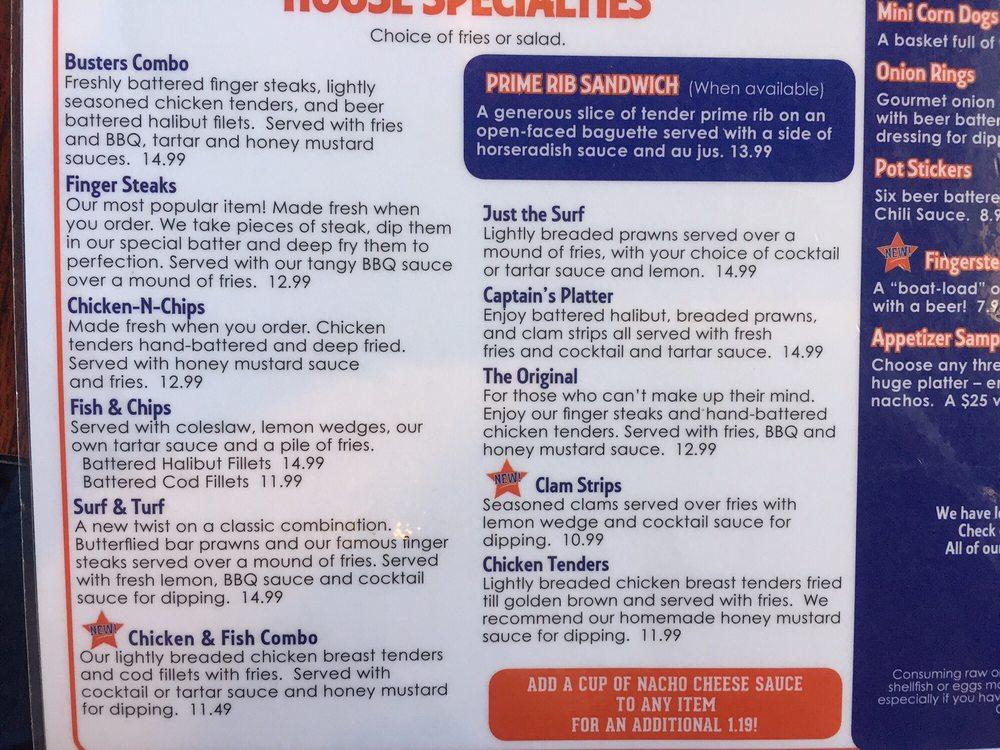 Menu at Buster's Grill & Sports Bar, Eagle, E State St