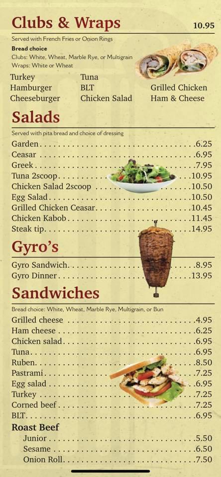 Menu at Olympia Pizza pizzeria, Newburyport