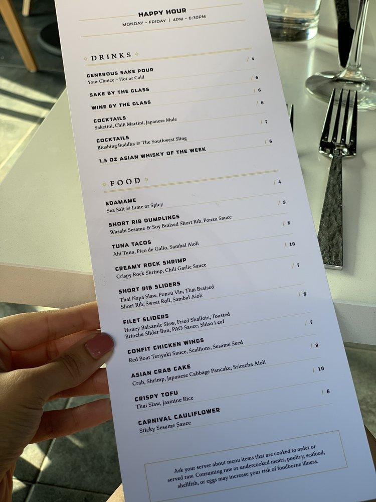 Menu at PAO Detroit restaurant, Detroit