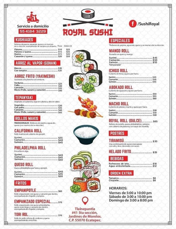 Menu at RoYaL SuShi restaurant, Ecatepec de Morelos, Tlalnepantla 41 ...