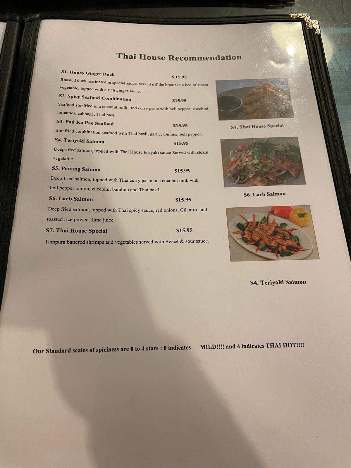 Menu at Thai House restaurant, Tooele