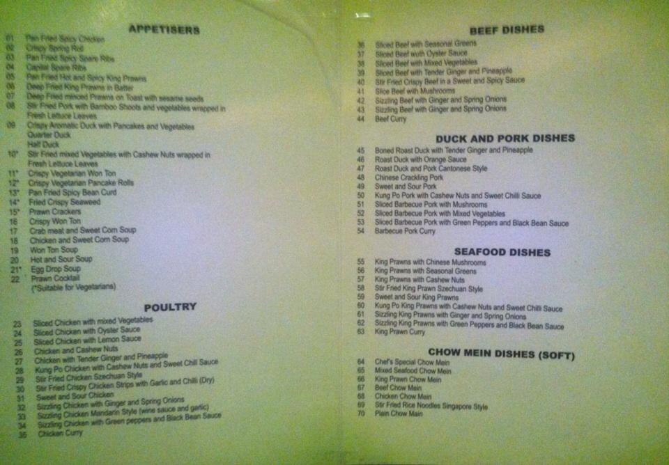 Menu at Family House Chinese Restaurant, Southampton