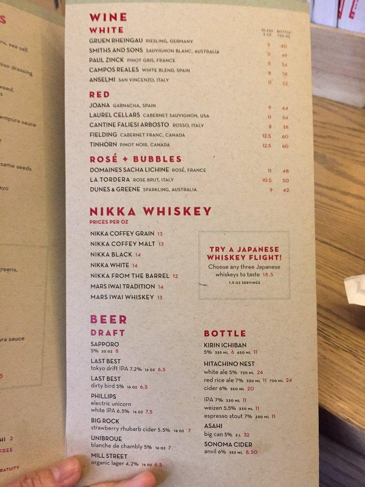 Menu at Goro + Gun restaurant, Calgary
