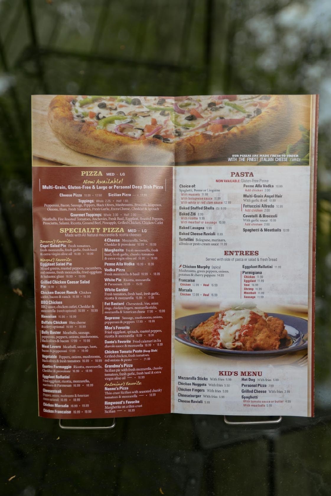 Menu at Pizza One pizzeria, Wayne