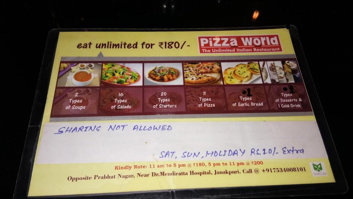 Menu at Pizza World, Bareilly