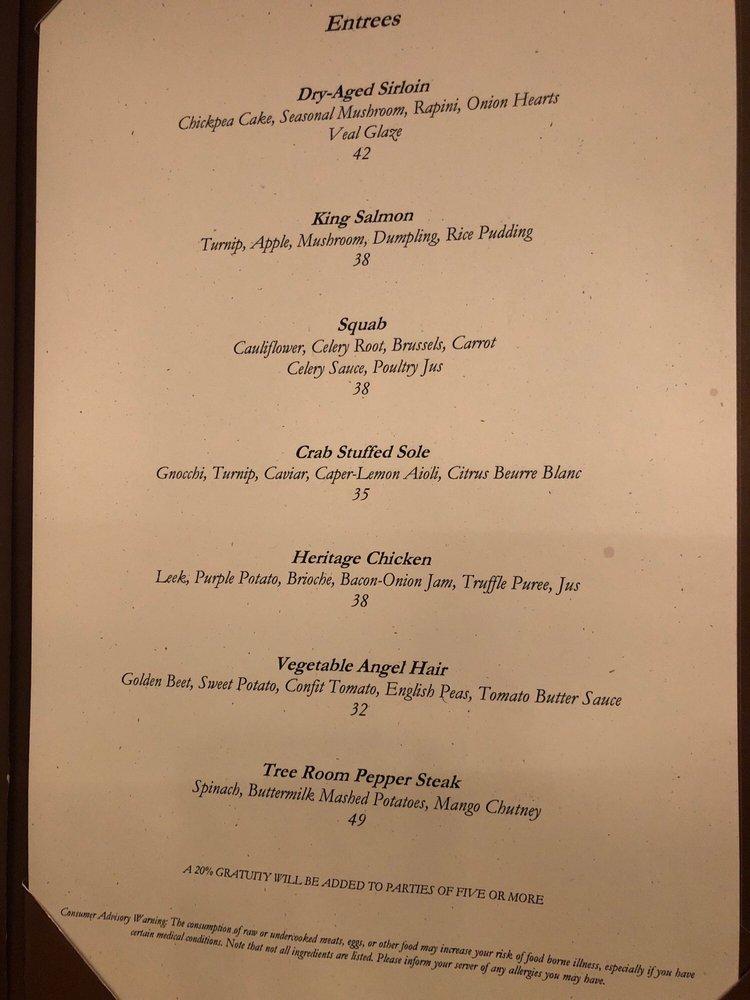 Menu at The Tree Room restaurant, Provo