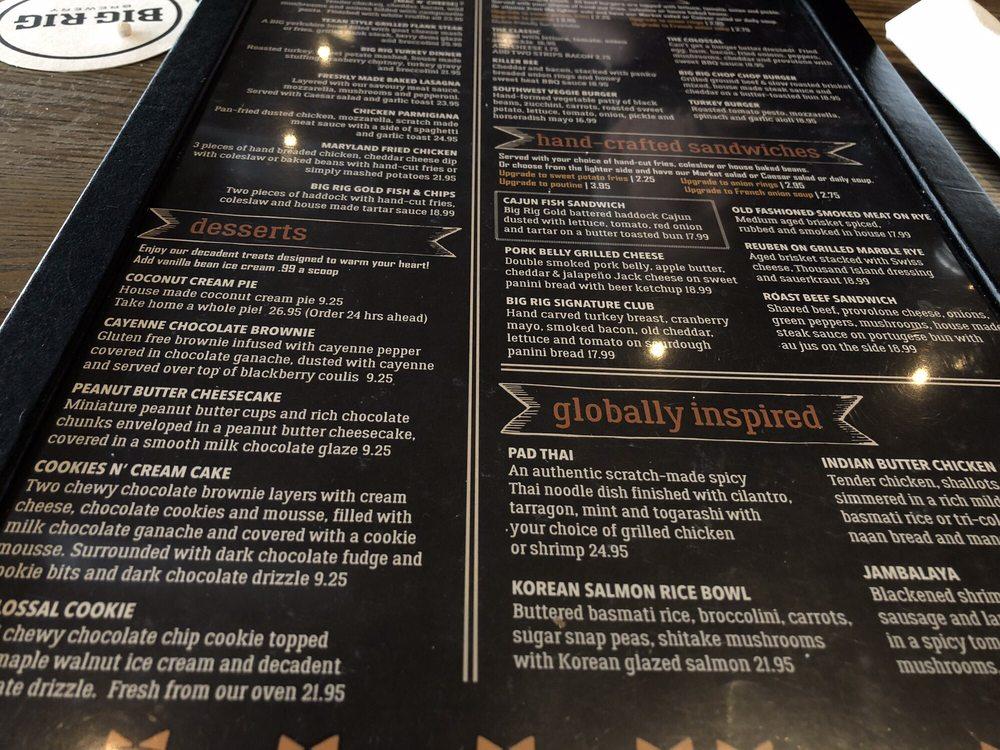 Menu at Big Rig Kitchen & Brewery - Iris pizzeria, Ottawa, Iris St