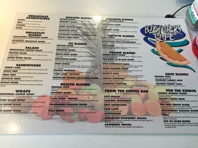 Menu at Blenders Cafe, Edmond