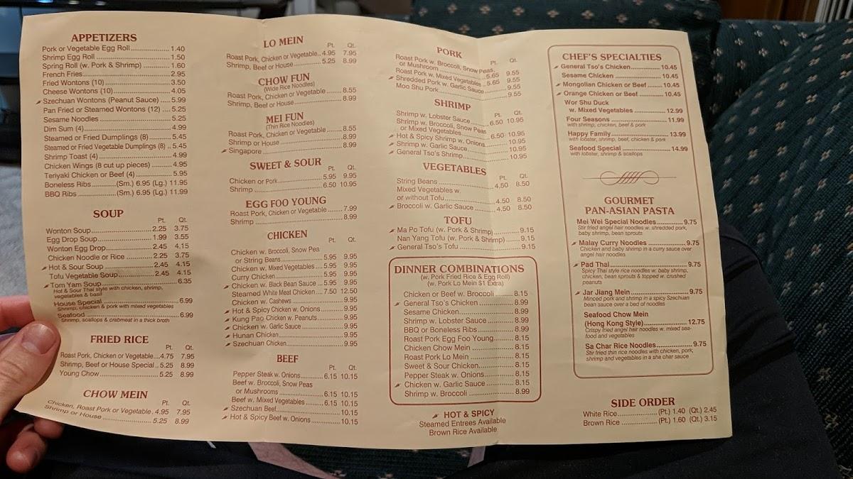 Menu at Mei Wei Restaurant, Holbrook