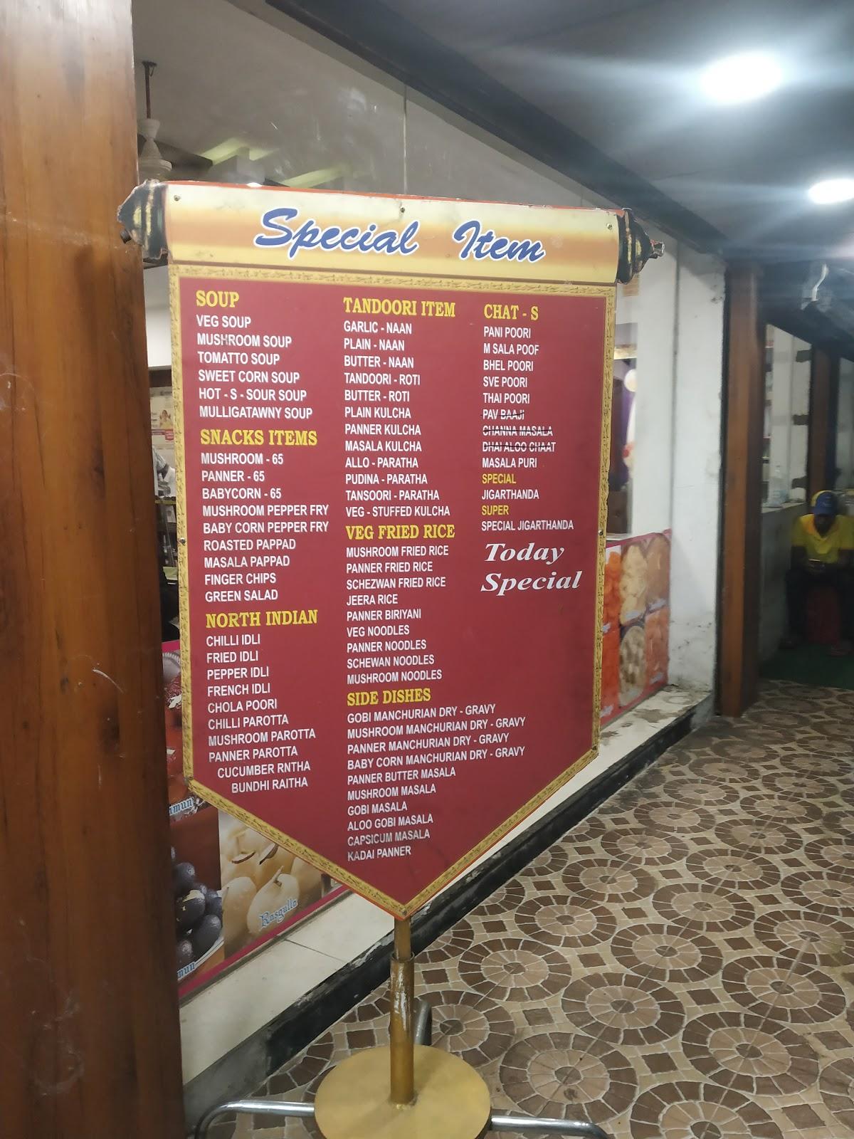 Menu at The Idly shop, Madurai, W4FR+MC4