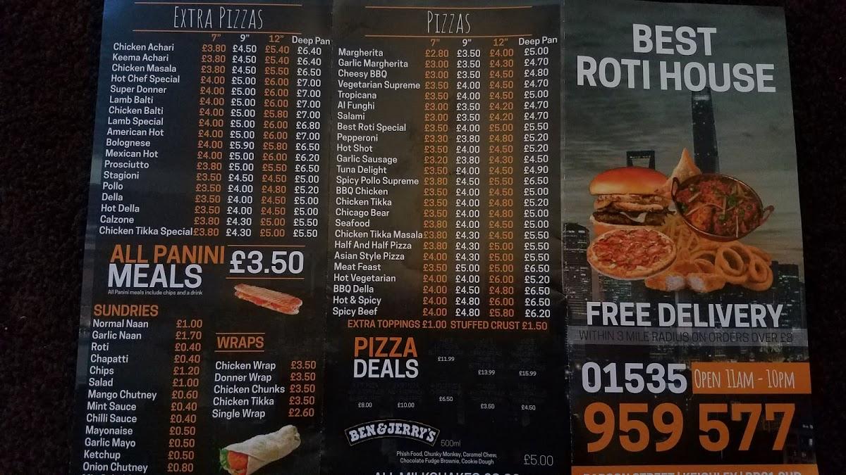 Menu at Best Roti House restaurant, Keighley