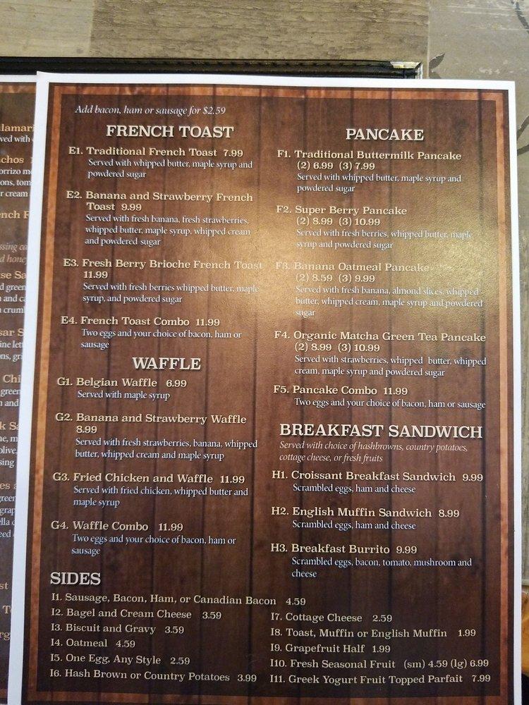 Menu at 833 Brick Cafe, Livermore