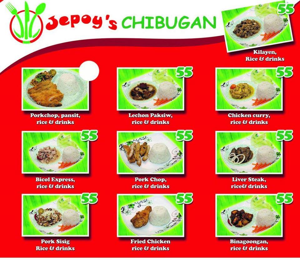 Menu at Jepoy's Chibugan Tarlac restaurant, Tarlac City