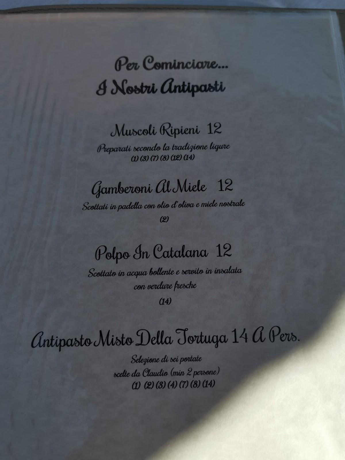 Menu da La Tortuga "di Claudio" ristorante, La Spezia