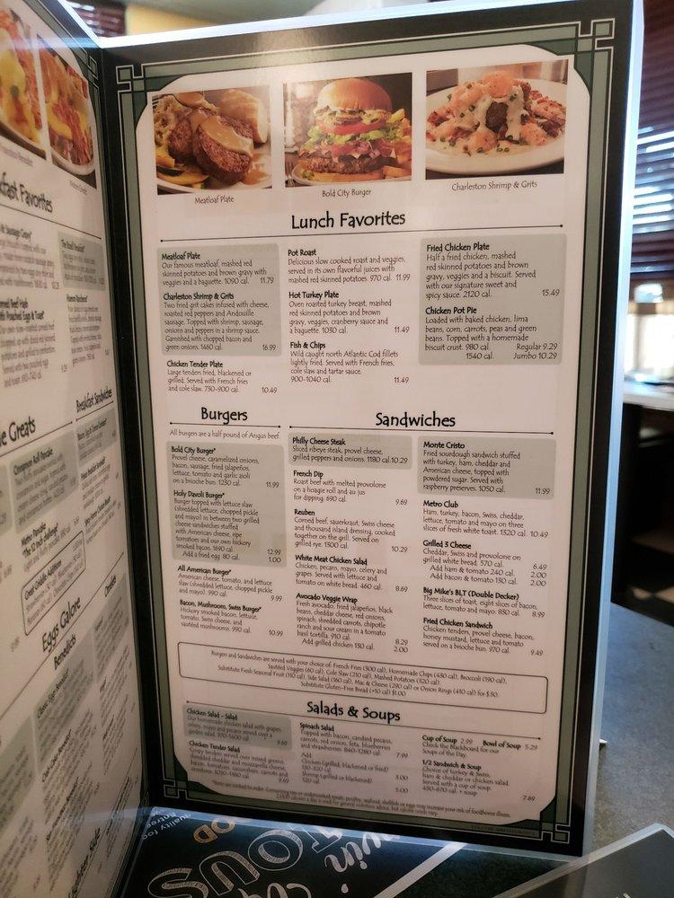Menu at Metro Diner restaurant, Chesapeake