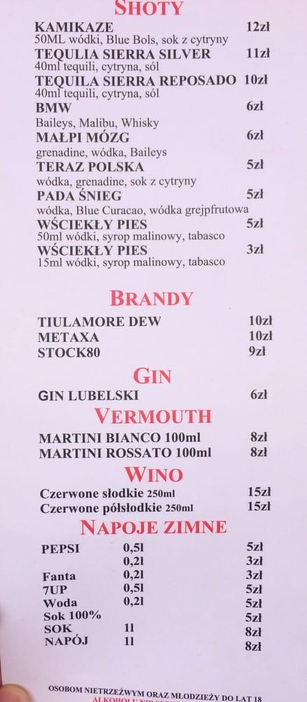 Menu at Pizzeria Taxi Kebab, Dobre Miasto