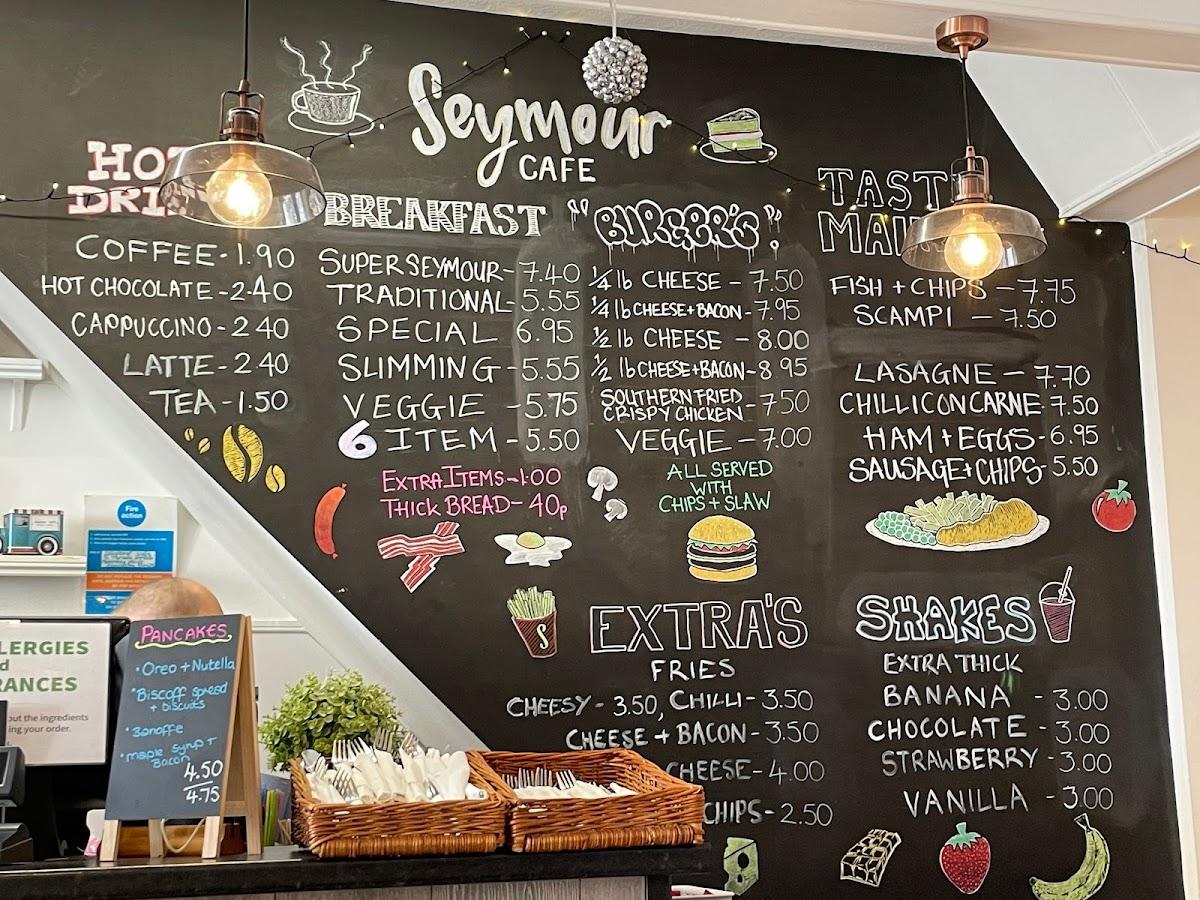 Menu at Seymour Cafe, Gloucester