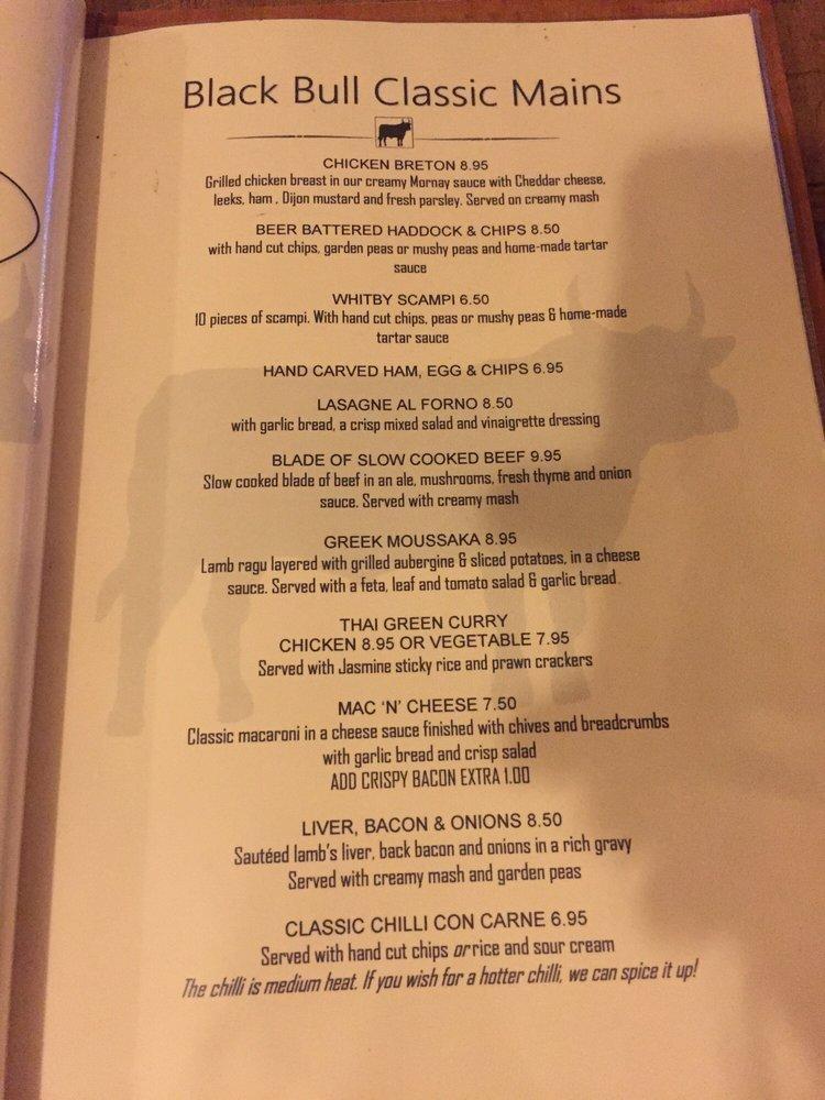 Menu at The Black Bull pub & bar, Huntingdon