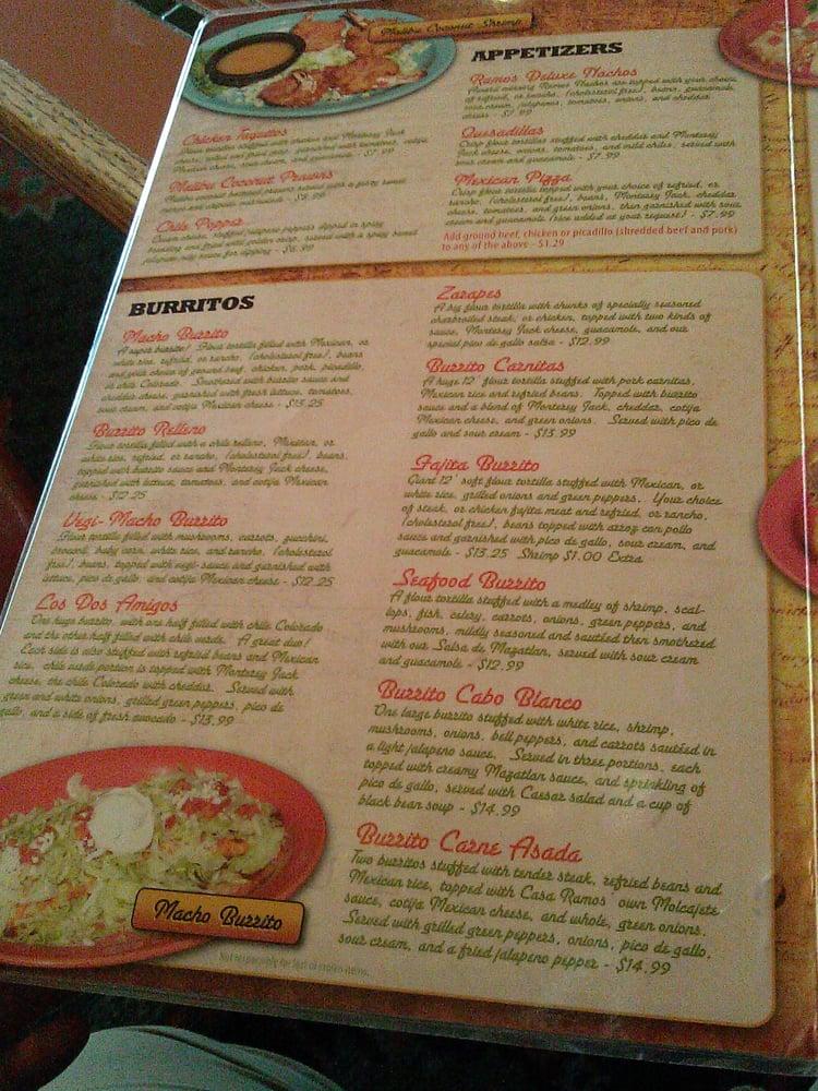 Menu at Casa Ramos Méxican Restaurant, Yreka