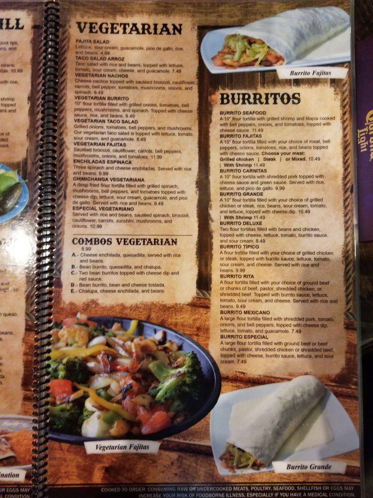 Menu at El Señor Rancho restaurant, Lenoir City