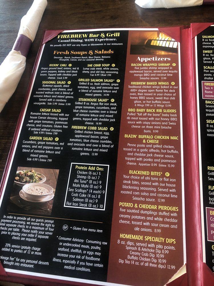 Menu at FIREBREW Bar & Grill - Virginia Beach Restaurant, Virginia Beach
