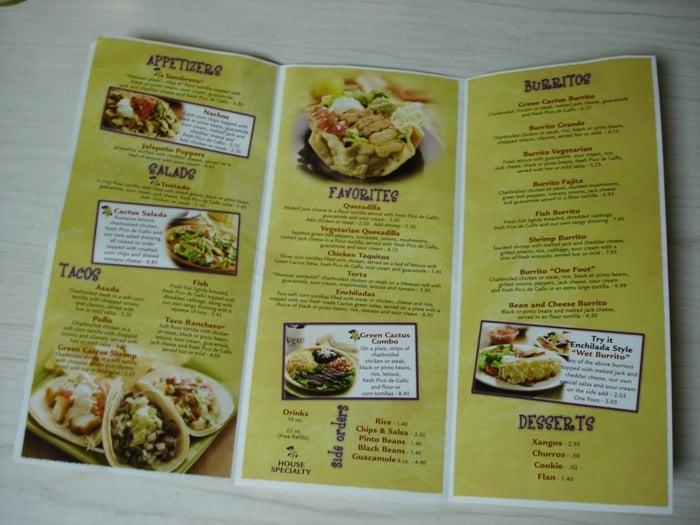 Carta del restaurante Green Cactus Mexican Grill, Huntington, E Jericho ...