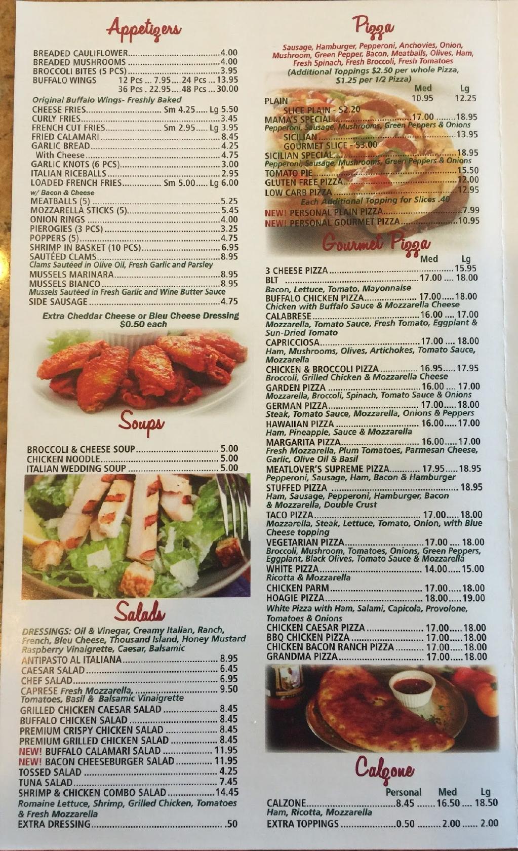 Menu at Mamas Italian Grill pizzeria, Walnutport, W Mountain View Dr