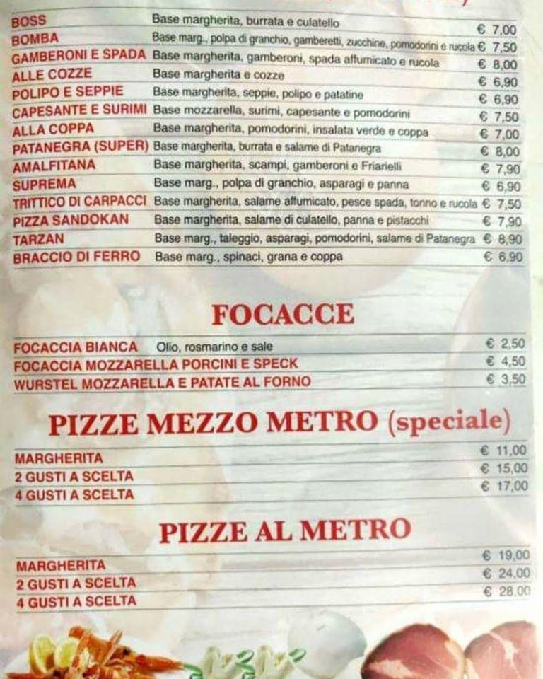 Menu at Mega pizzeria, Telgate