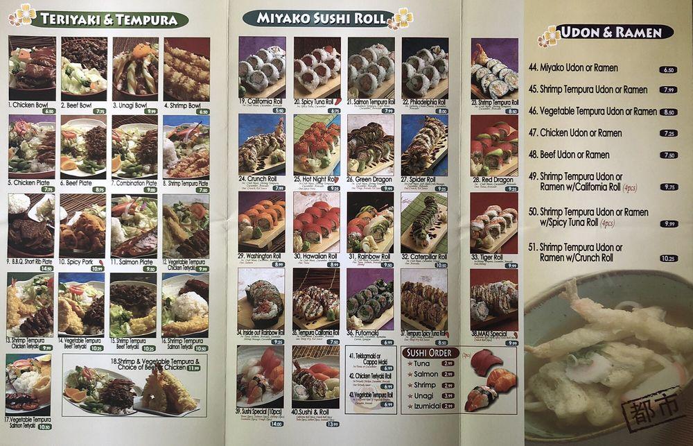 Menu at Miyako Express restaurant, Los Angeles, W Manchester Ave