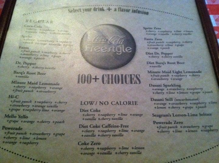 Menu at Spaghetti Works restaurant, Ralston, Park Dr
