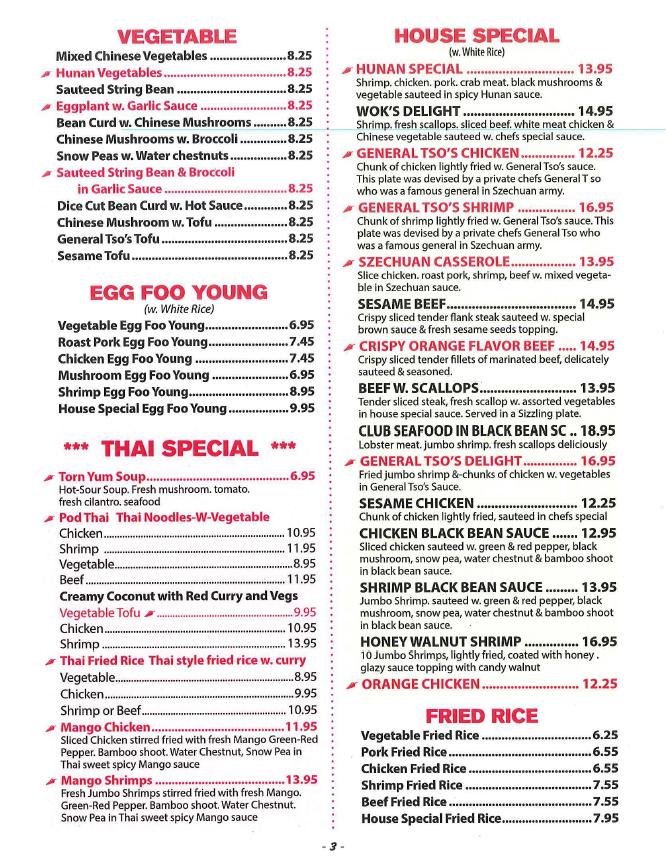 Menu at TIN-CHI HOUSE INC restaurant, Alden