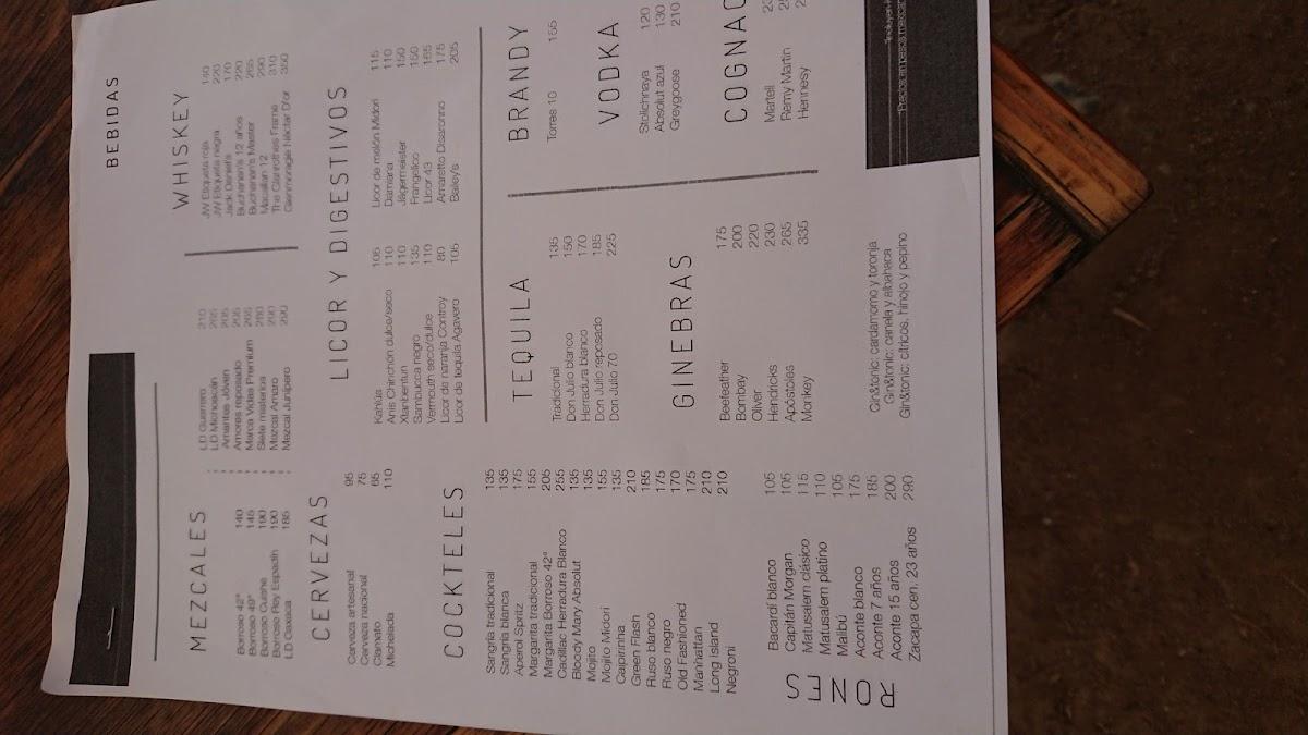 Carta del restaurante Bura - Cuatro Cuatros, El Sauzal, El Tigre