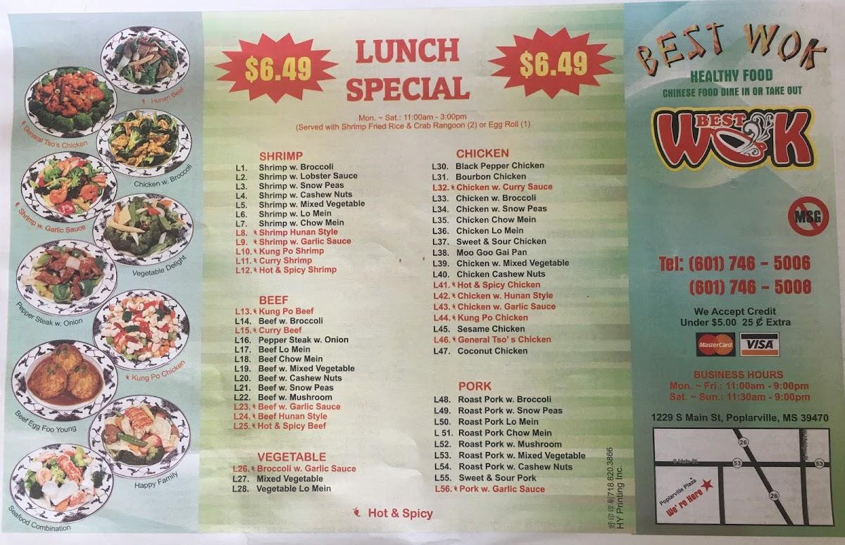 Menu at Best Wok restaurant, Poplarville