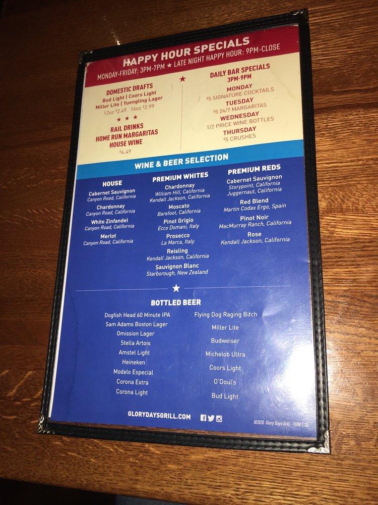 Menu at Glory Days Grill pub & bar, Towson, E Joppa Rd