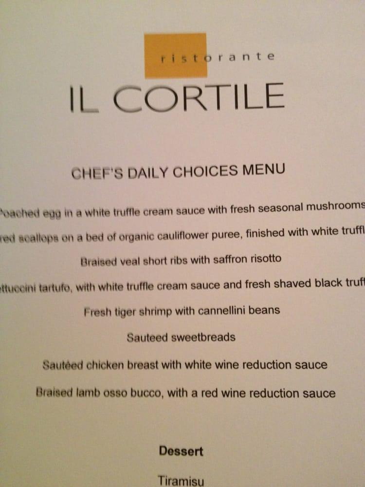 Menu at Il Cortile Ristorante restaurant, Paso Robles
