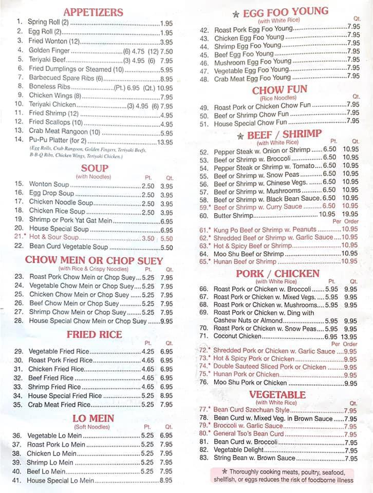 Menu at Infinity Palace Chinese Buffet restaurant, Norwich