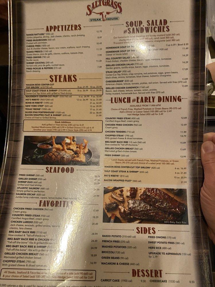 Menu at Saltgrass Steak House steakhouse, Biloxi, 140 Beach Blvd