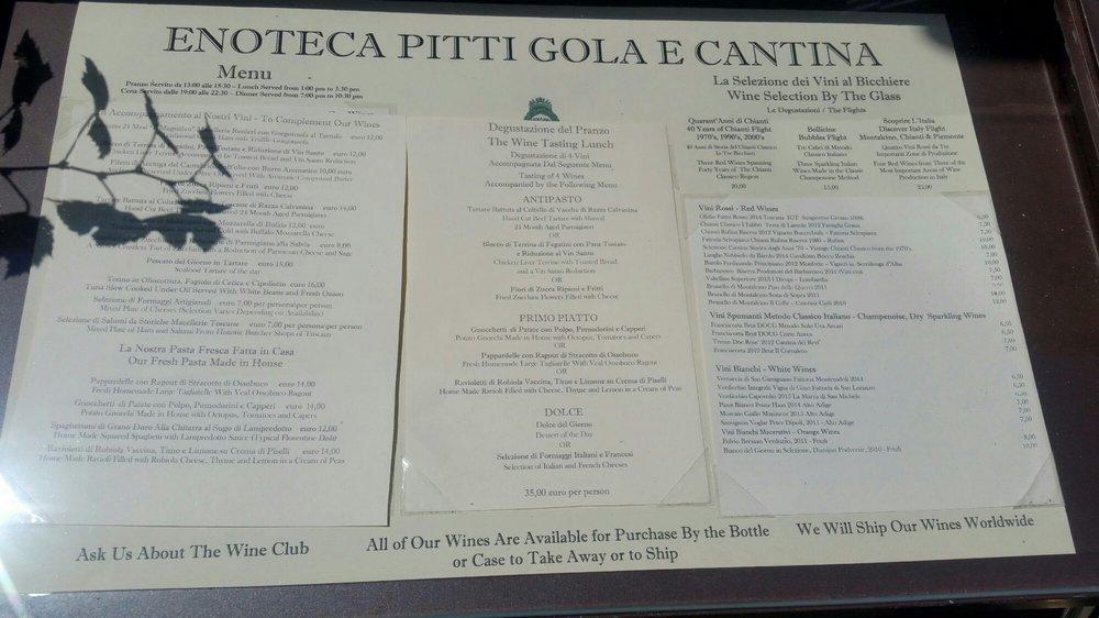 Menu da Enoteca Pitti Gola e Cantina pub & bar, Firenze