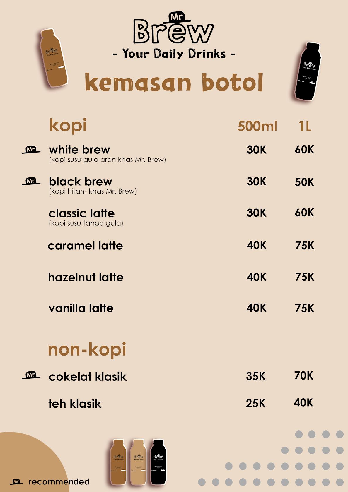 Menu at Mr. Brew Indonesia, Bandung