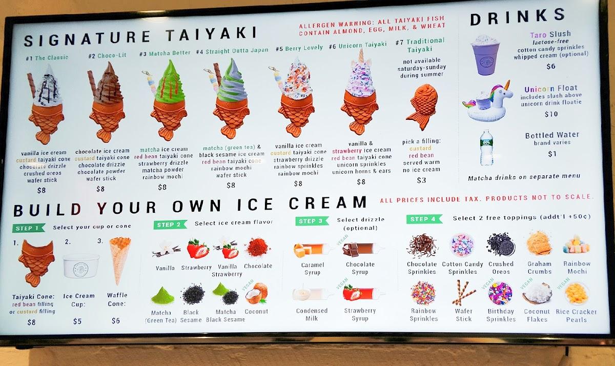 Menu at Taiyaki NYC Japanese Ice Cream desserts, New York City, 119 ...