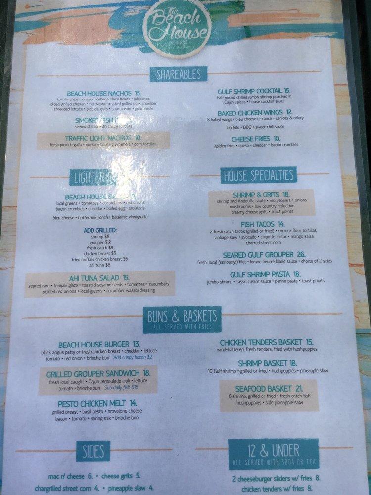 Menu at The Beach House Restaurant Sandestin, Miramar Beach, S ...