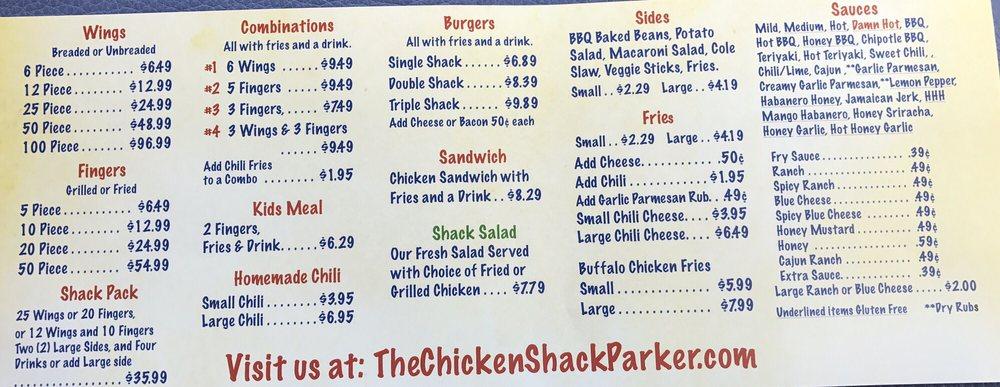 Menu at The Chicken Shack desserts, Parker, Dransfeldt Rd #134