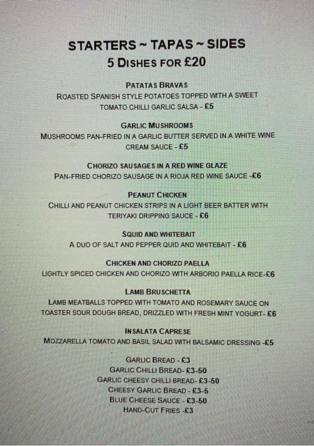 Menu at The Fountain restaurant, Bridgend