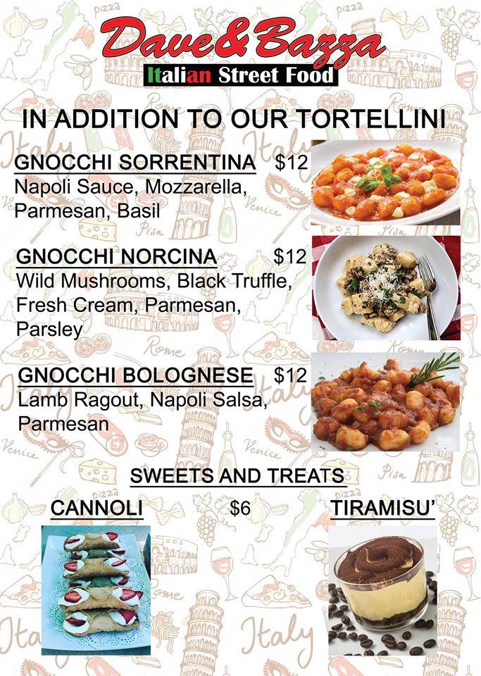 Menu at Dave & Bazza Italian Street Food restaurant, Newmarket