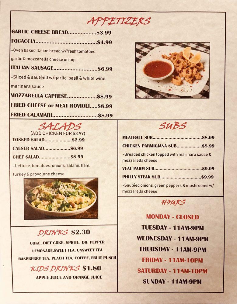 Menu at Verona Italian Restaurant, Heber Springs