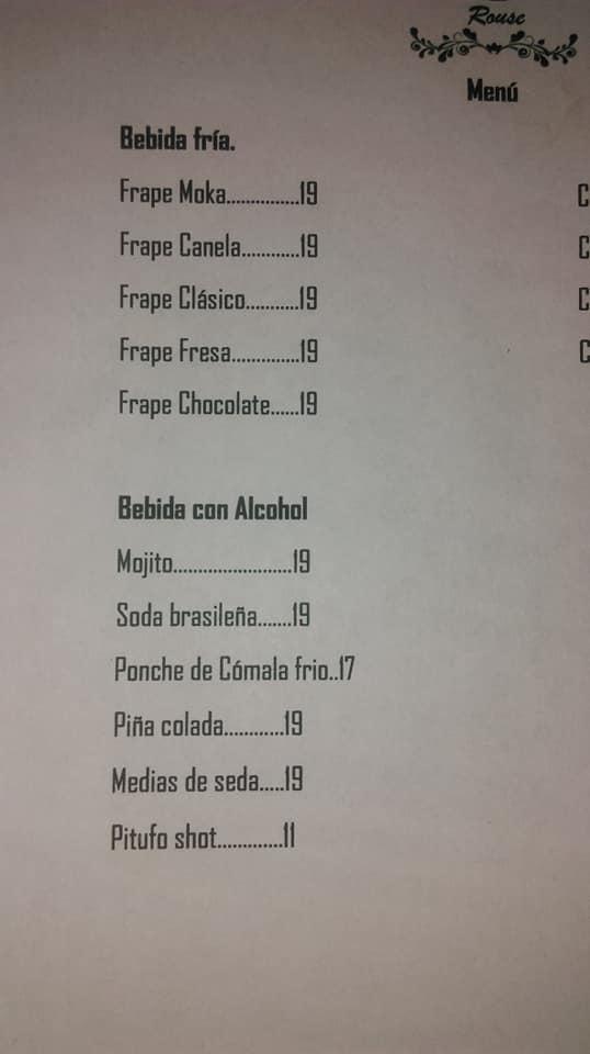 Menu at Café Rous, Teocaltiche