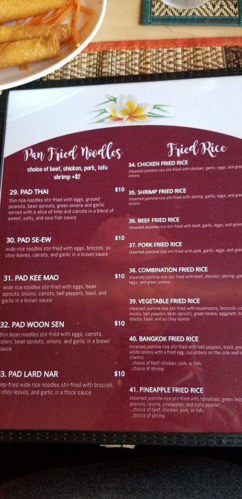 Menu at Sticky Rice restaurant, Champaign